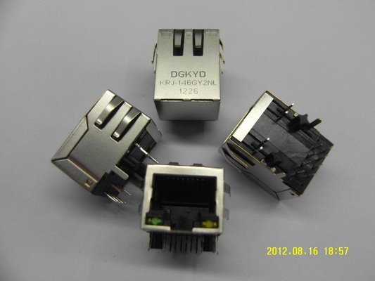 90 du degré 21.5mm d'étiquette port RJ45 simple vers le bas avec le transformateur 10/100BASE avec les doigts menée et d'IEM