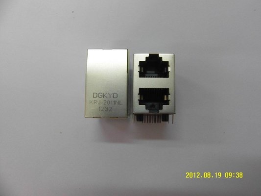 2*1 double Port Tab Down RJ45 Transformer for 10/100/1000base-T/TX , 10 Pin Rj45 Connector, Magnetic RJ45