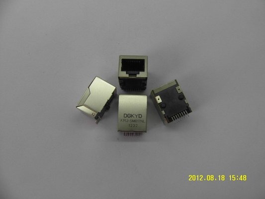 10/100base-T choisissent le port, le connecteur de la carte PCB rj45 Jack modulaire/RJ45 d'étiquette vers le bas, cric de filtre de SMD sans mené
