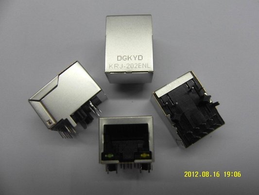 разъем PCB порта RJ45 Крана-вниз 1000BASE одиночный/RJ45 модульный Jack w/led и защищенный