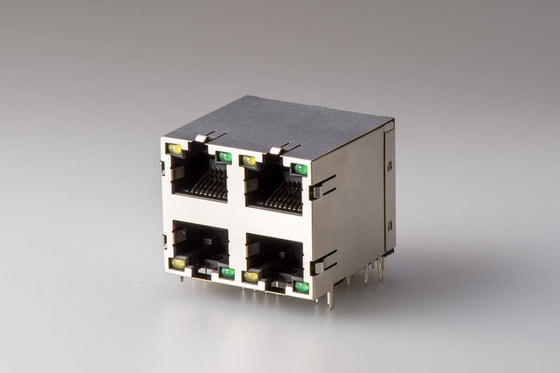 4 степень защищаемое RJ45 порта 90 с СИД и, сторона 8P8C вписывает плакировку золота