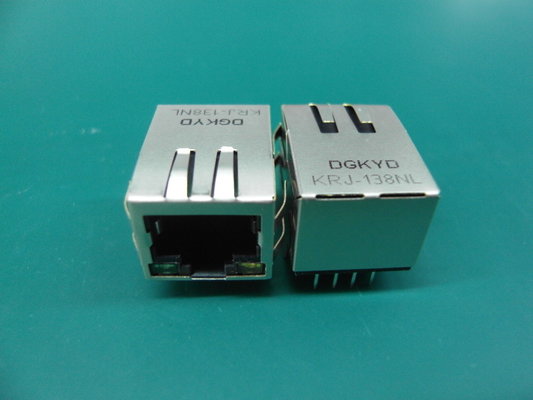 SGS Shielded Tab-Down 90 Degree RJ45 Connector Single Port , LED Distance 4.9mm