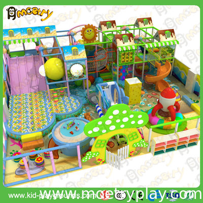 Baby Indoor Playground Equipment With Electric Merry Go Around Facilities and Kids Rope Course Advanture