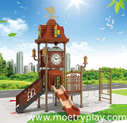 Large Unique Design Kids Outdoor Playground Equipment Multi Slides Commercial Playground London Bridge Tower for Sale