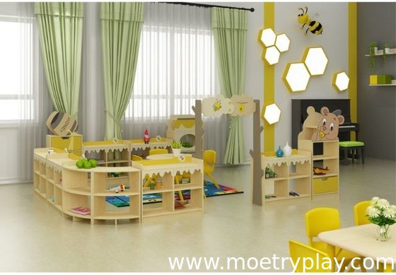 Furniture for Nursery and Preschool Wooden Toy Storage Cabinet Wood Kindergarten Bookshelf