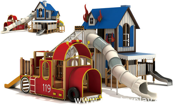 Outdoor Playhouse Fun and Durable Outside Playhouse Stainless Steel Slide Daycare Playgrounds