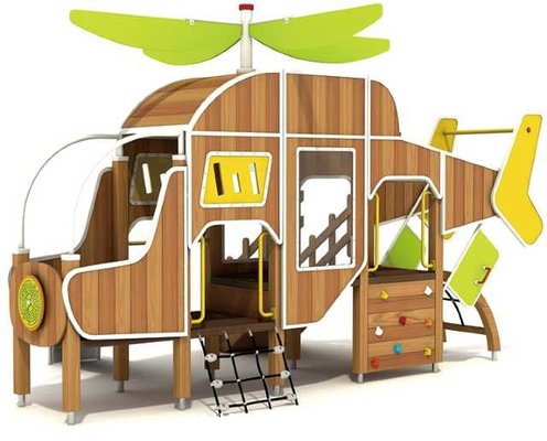 Helicopter Series Popular Children Outdoor Playground Wooden Play Ground with Stainless Steel Slide