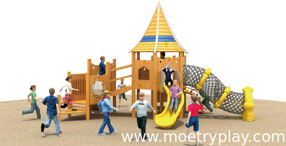 Outdoor Backyard Waterproof Children House Garden Child Wood Play House Kids Wooden Playhouse With Slides