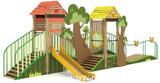 Outdoor Backyard Waterproof Children House Garden Child Wood Play House Kids Wooden Playhouse With Slides