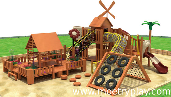 Outdoor Backyard Waterproof Children House Garden Child Wood Play House Kids Wooden Playhouse With Slides