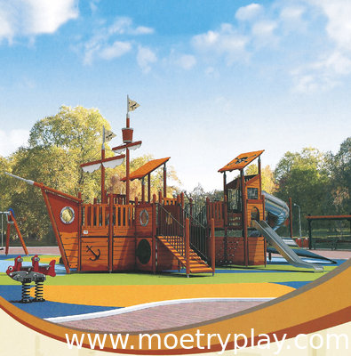 Moetry Wooden Children Pirate Ship Playground Equipment Outdoor Playground for Sale