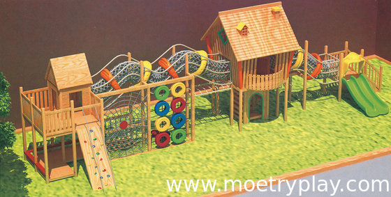 Guangzhou Factory Good Quality Amusement Park Equipment Big Set Kids Wooden Outdoor Playground
