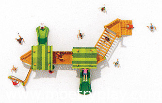 Commercial Cheap Wooden Outdoor Climbing and tunnel Playground Slide equipment for Kids nursery school