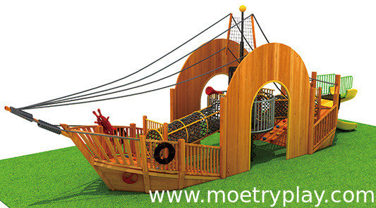 Moetry Wooden Children Pirate Ship Playground Equipment Outdoor Playground for Sale