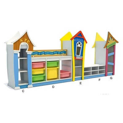 Kids Toy Storage Rack, Nursery School, Preschool and Daycare Play Furniture Wood Rack, Room Combination Rack