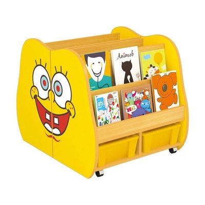 Nursery School Hot Sale Oak Wooden Kids Book Shelf Wooden Storage Shelves School Library Book Shelf
