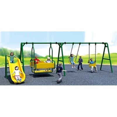 Steel Children Play Swing Set for Outdoor Playground Equipment with small outdoor slide and swing for park and preschool