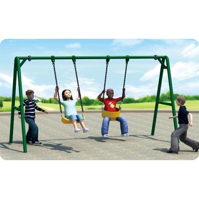 Steel Children Play Swing Set for Outdoor Playground Equipment with small outdoor slide and swing for park and preschool