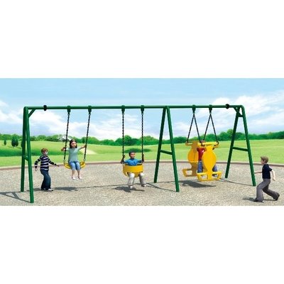 Steel Children Play Swing Set for Outdoor Playground Equipment with small outdoor slide and swing for park and preschool