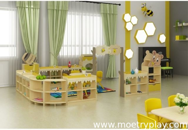 Furniture for Nursery and Preschool Wooden Toy Storage Cabinet Wood Kindergarten Bookshelf