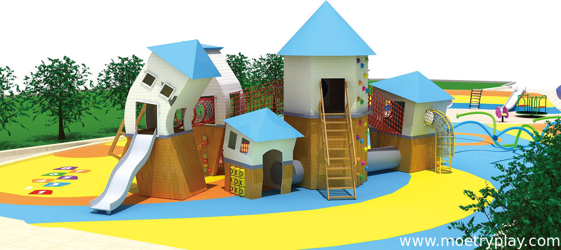 Outdoor Backyard Waterproof Children House Garden Child Wood Play House Kids Wooden Playhouse With Slides