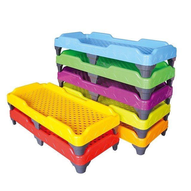 Stackable Kindergarten Children Bed Kindergarten Bedroom Furniture Plastic Nursery Bed for sleeping room