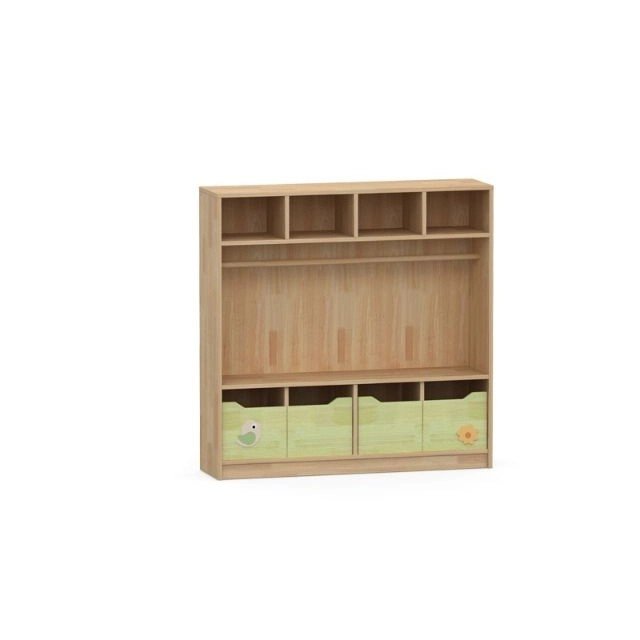 Multi-Purpose Children Solid wood clothes and shoes storge cabinet for kindergarten ,day care,pre school and nursery