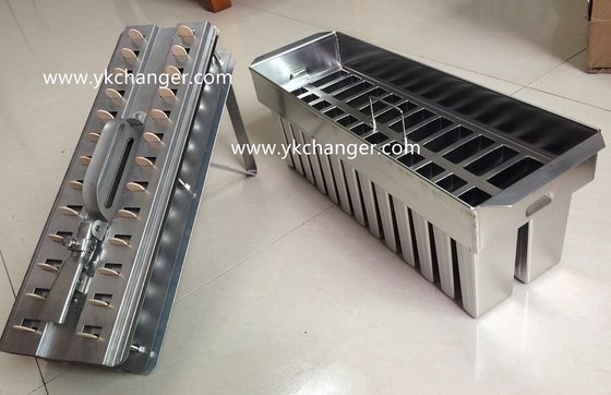 China Ice cream paletas form molds stainless steel 2X13 123ml with 35ml filling with helix stick holder stick aligner supplier