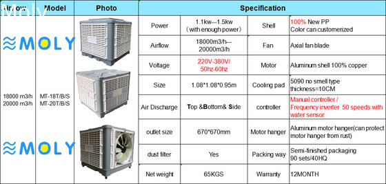 Moly industrial air cooler plastic air cooler floor standing air cooler big airflow air cooler