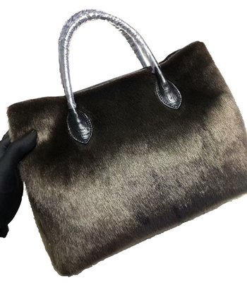 Fur Shoulder Bag Leather Handbag Women's Large Bag Large Capacity Noble Temperament Women's Bag Messenger Bag