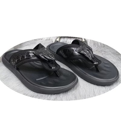 Crocodile Leather Flip-Flops Summer Personality Leather Crocodile Paw Sandals Youth Casual Beach Shoes Lucky Slippers