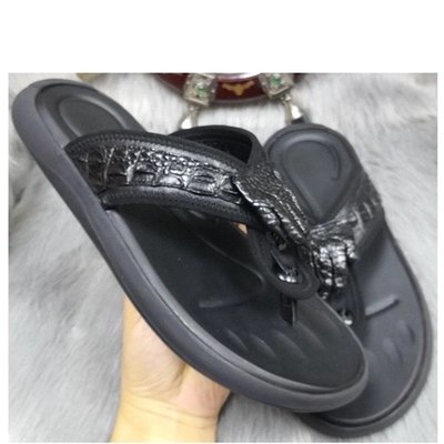 Crocodile Leather Flip-Flops Summer Personality Leather Crocodile Paw Sandals Youth Casual Beach Shoes Lucky Slippers