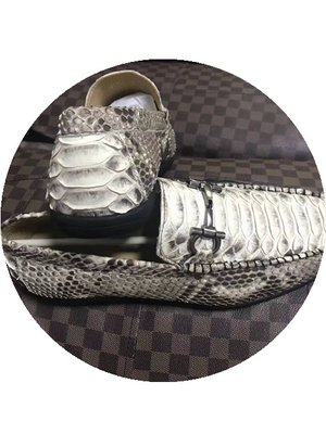 Imported Genuine Leather Python Leather Sleeve Toe Shoes Casual Slip-On Men's Breathable Shoes