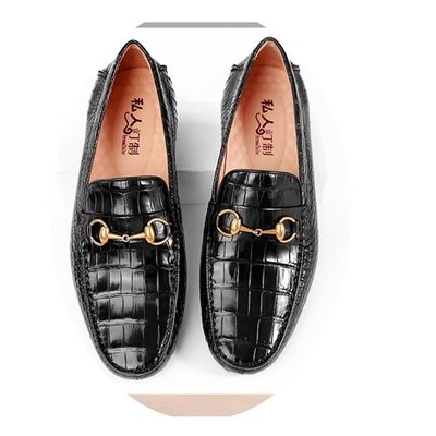 Crocodile Leather Shoes Men's Lazy Belly Beanie Shoes a Pedal Leather Men's Business Casual Shoes
