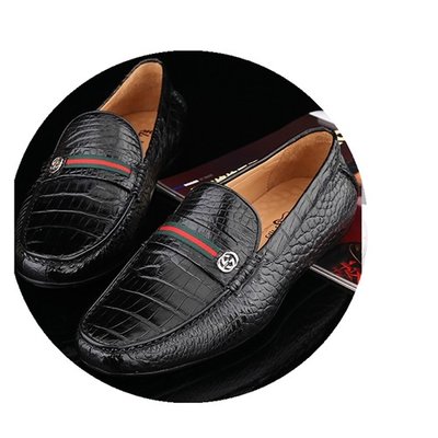 Crocodile Leather Shoes Men's Lazy Belly Beanie Shoes a Pedal Leather Men's Business Casual Shoes
