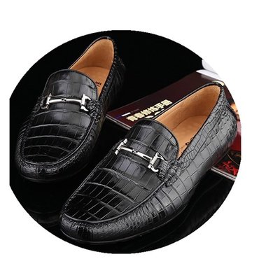 Crocodile Leather Shoes Men's Lazy Belly Beanie Shoes a Pedal Leather Men's Business Casual Shoes
