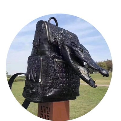 Thailand Crocodile Leather Men's Backpack Large Capacity Business Casual Computer Backpack Leather Travel School Bag