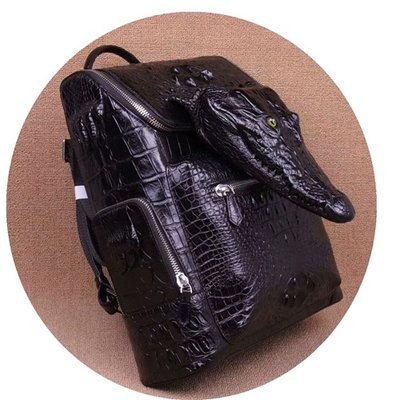 Thailand Crocodile Leather Men's Backpack Large Capacity Business Casual Computer Backpack Leather Travel School Bag