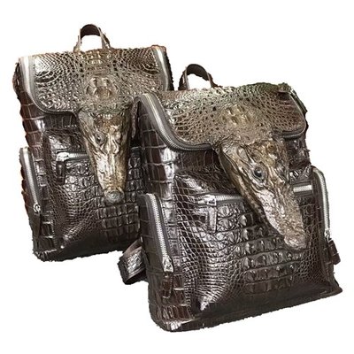 Thailand Crocodile Leather Men's Backpack Large Capacity Business Casual Computer Backpack Leather Travel School Bag