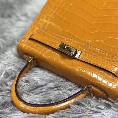 Kelly Bag Women's One-Shoulder Diagonal Bag 2022 New Trendy Crocodile Leather Platinum Bag
