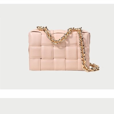High-end fashion leather woven bag chain hand-held shoulder bag women's French all-match trend exquisite