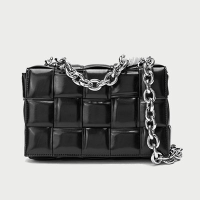 High-end fashion leather woven bag chain hand-held shoulder bag women's French all-match trend exquisite