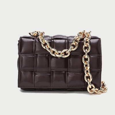 High-end fashion leather woven bag chain hand-held shoulder bag women's French all-match trend exquisite