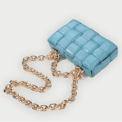 High-end fashion leather woven bag chain hand-held shoulder bag women's French all-match trend exquisite