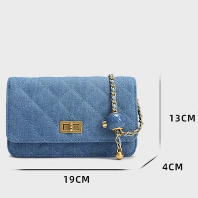 High-quality rhombus chain bag fashion denim small fragrance style messenger shoulder bag