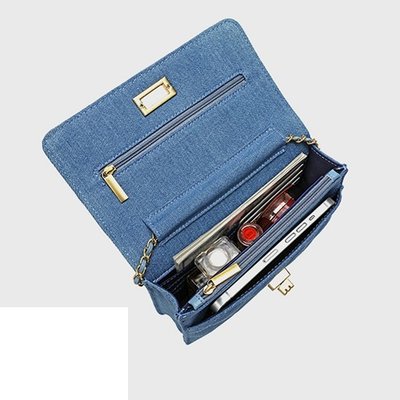 High-quality rhombus chain bag fashion denim small fragrance style messenger shoulder bag
