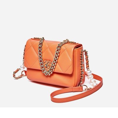 New Leather Women's Bag Small Fragrance Embroidered Line Diamond Bag Chain One Shoulder Messenger Fashion Handbag