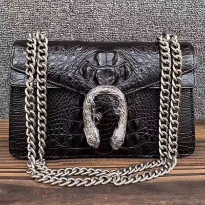 Crocodile Leather Women's Bag 2022 New Leather Bag Women's Chain Large-Capacity One-Shoulder Messenger Bag