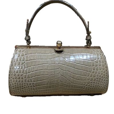European And American Casual Cylindrical Handbag Horizontal Barrel-Shaped Leather Shoulder Bag Crocodile Leather