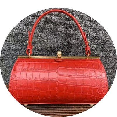 European And American Casual Cylindrical Handbag Horizontal Barrel-Shaped Leather Shoulder Bag Crocodile Leather